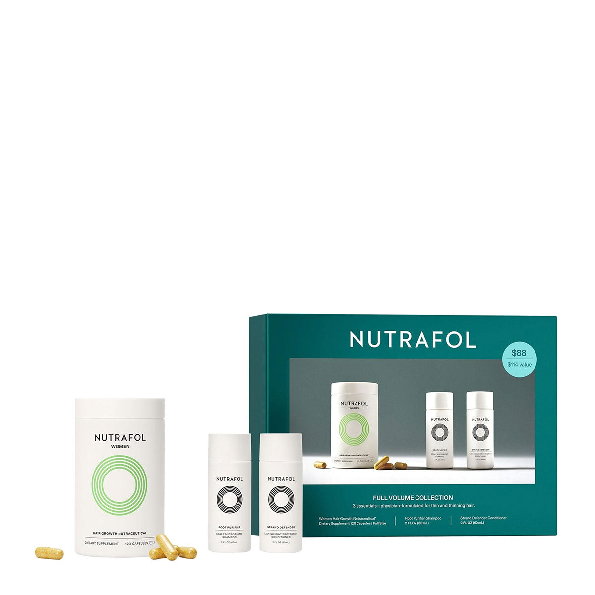 Nutrafol Women’s Hair Growth Supplements, Shampoo & Conditioner Set fo ...